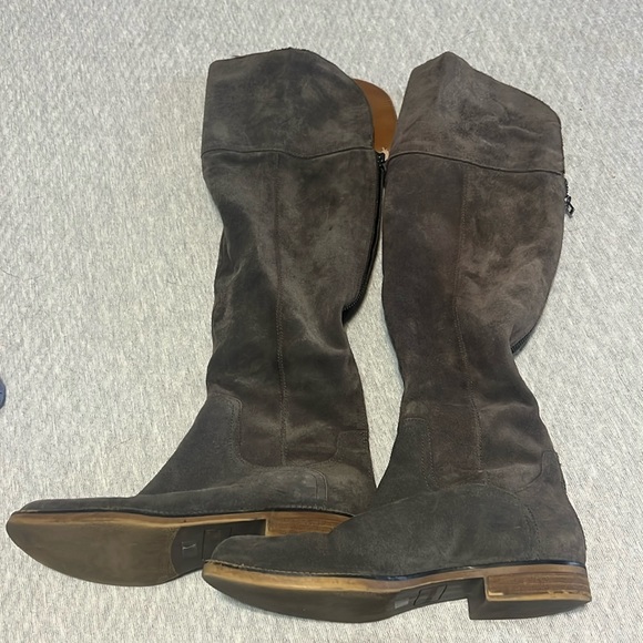 Franco Sarto | Shoes | Franco Sarto Gray Suede Over The Knee Boots ...